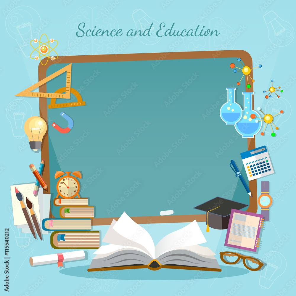 Education background infographics open book of knowledge school Stock ...