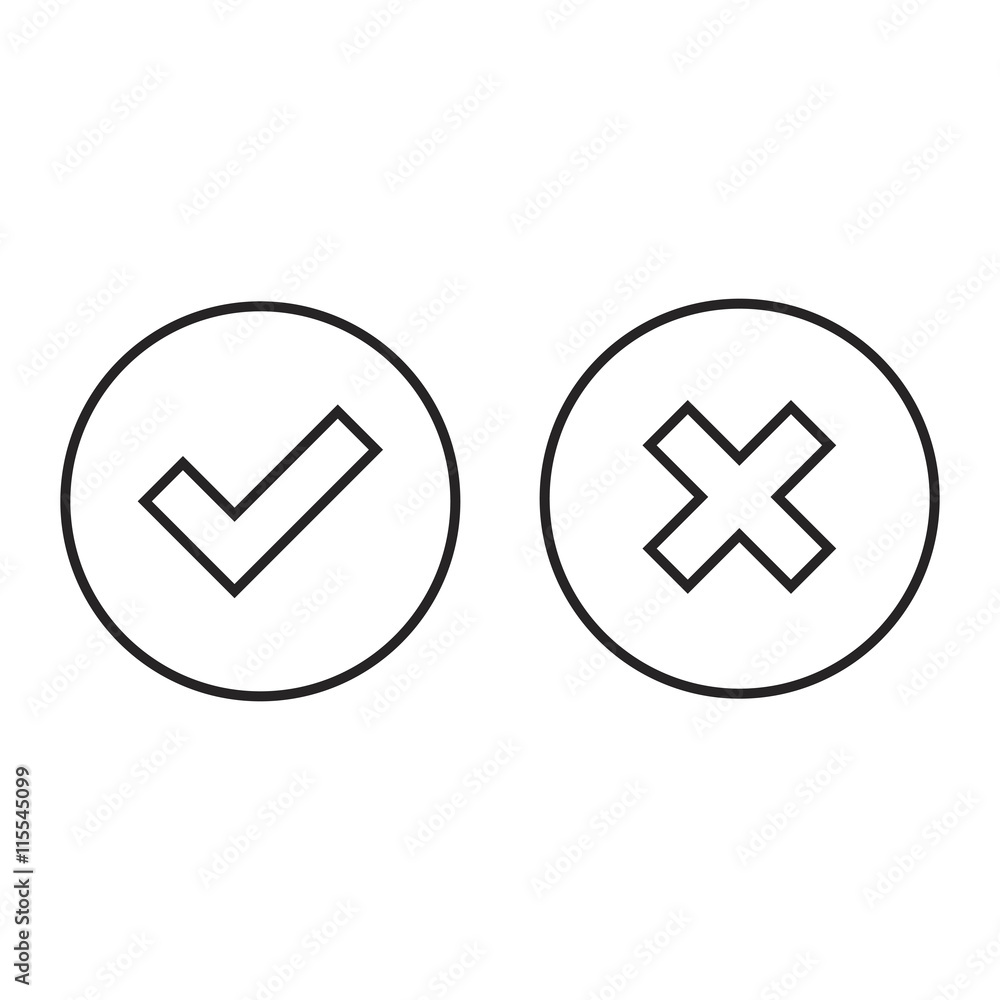 Line set of validation buttons checkmark and close. Stock Vector ...