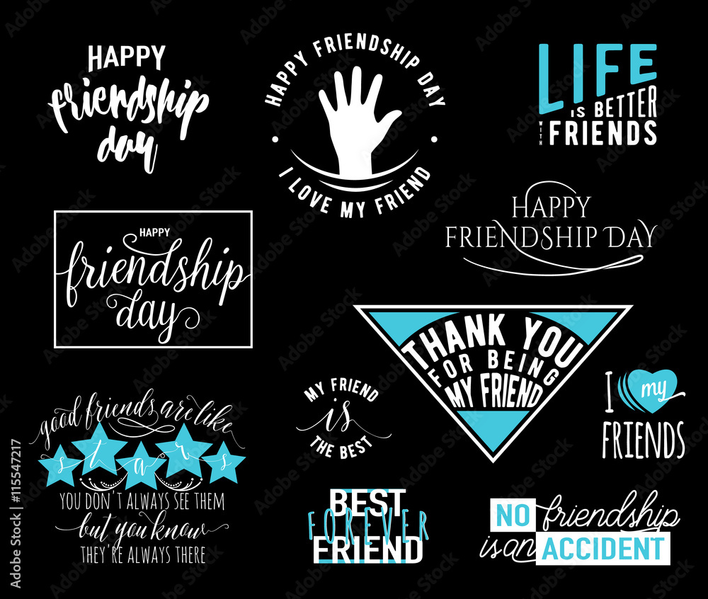 Vector illustration of Happy Friendship day typography overlays ...