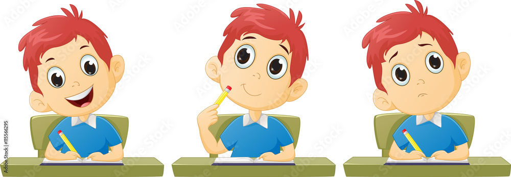 Cartoon boy studying Stock Vector | Adobe Stock