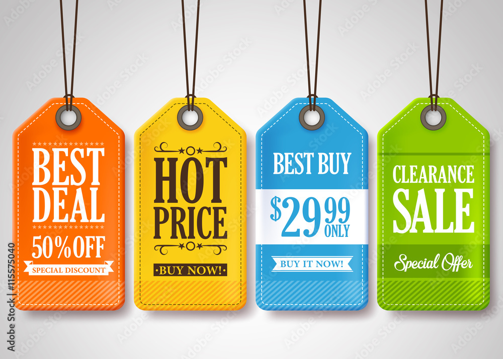 Sale Tags Design Collection Hanging with Different Colors for Store ...