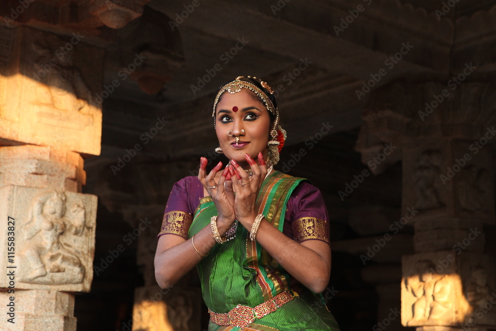 dancer showing the mudra of flower Stock Photo | Adobe Stock