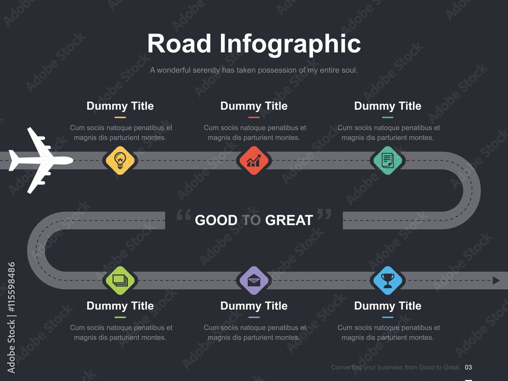 Flat business presentation vector slide template with diagram Stock ...