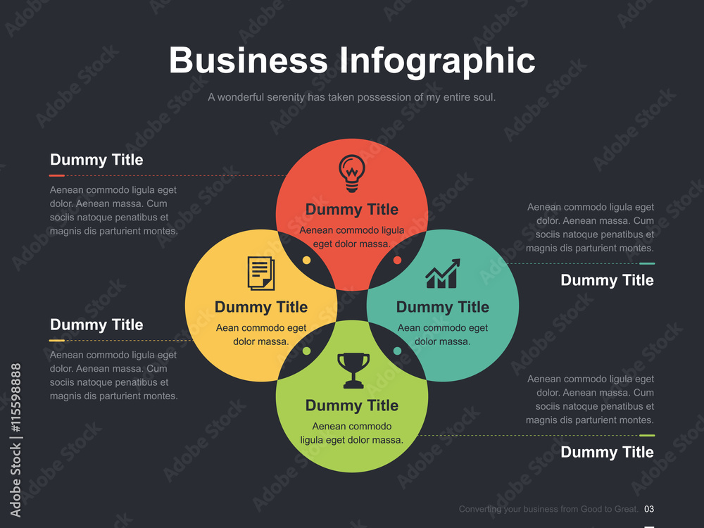 Flat business presentation vector slide template with diagram Stock ...