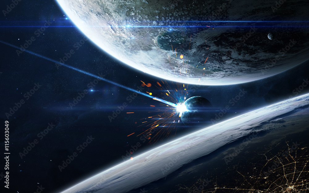 Apocalyptic background - planet exploding, armageddon illustration, end ...