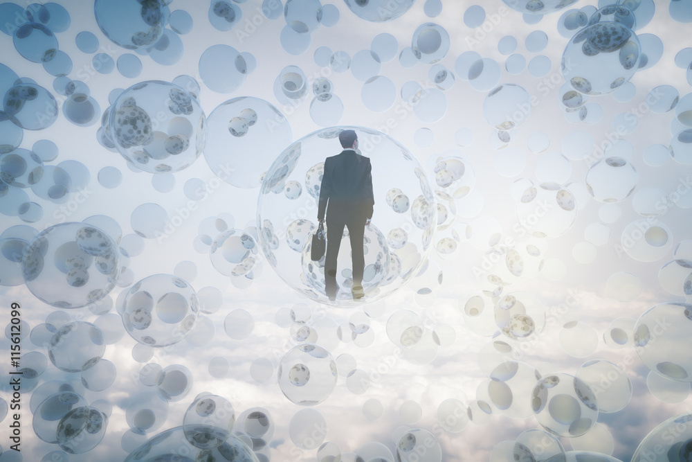 Research concept, man inside bubbles Stock Photo | Adobe Stock