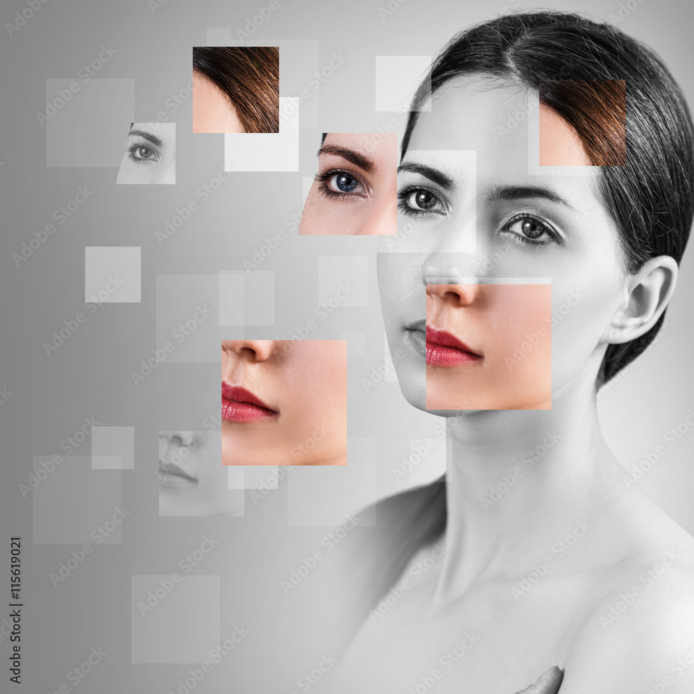 Perfect female face made of different faces Stock Photo | Adobe Stock