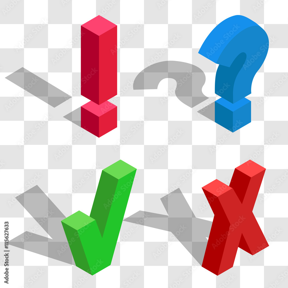 Set question and exclamation sign, cross mark and check mark. Stock ...