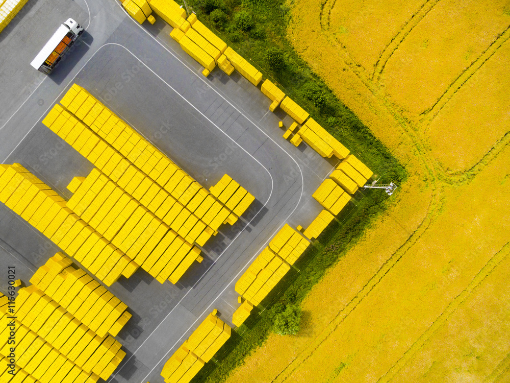 Aerial view of storage and freight terminal. Industrial background ...