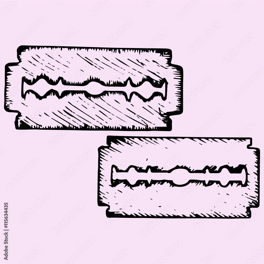 Traditional blade razor doodle style sketch illustration hand drawn ...