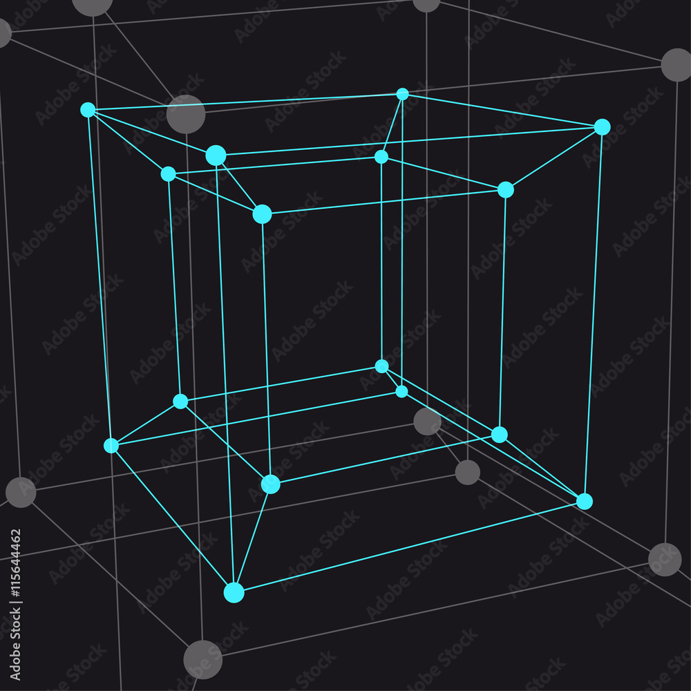 Hypercube 3D object. Vector Illustration Stock Vector | Adobe Stock