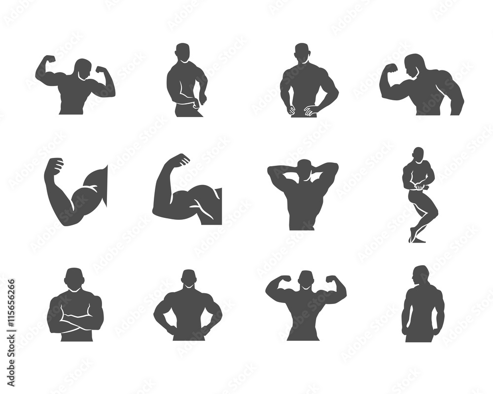 Bodybuilder Bodybuilding Muscle Vector Icon Stock Vector | Adobe Stock