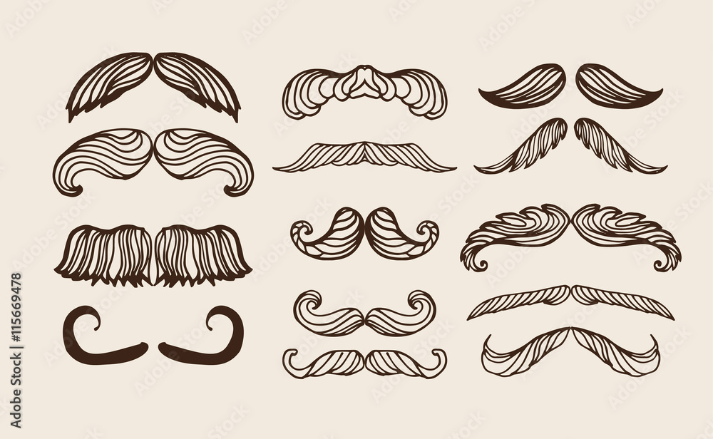 Black silhouette mustache. Mustache brown hair and man mustache hipster ...