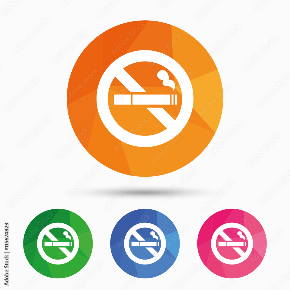 No Smoking sign icon. Cigarette symbol. Stock Vector | Adobe Stock