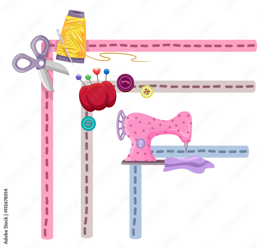 Sewing Borders Stock Vector | Adobe Stock