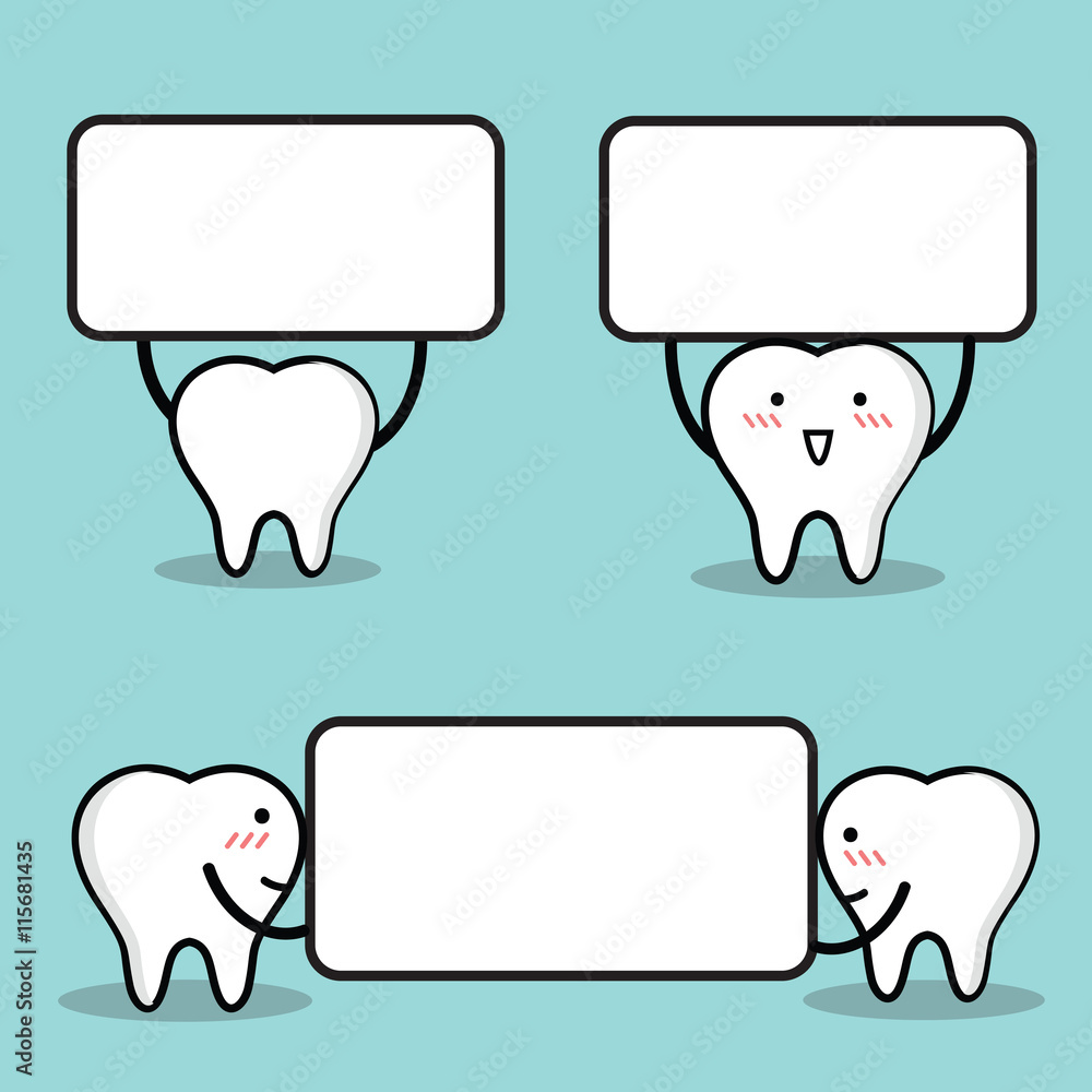 Vector of Cute cartoon tooth holding blank white board with space for ...