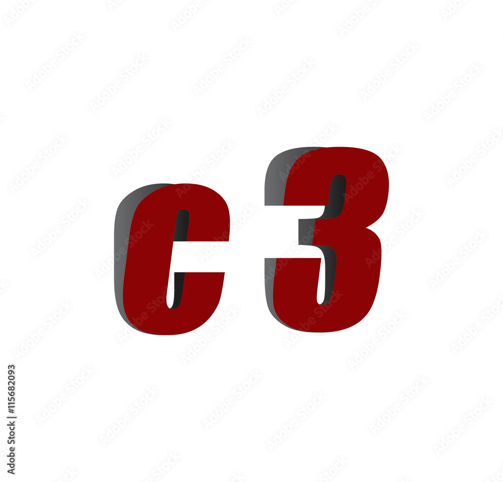c3 logo initial red and shadow Stock Vector | Adobe Stock