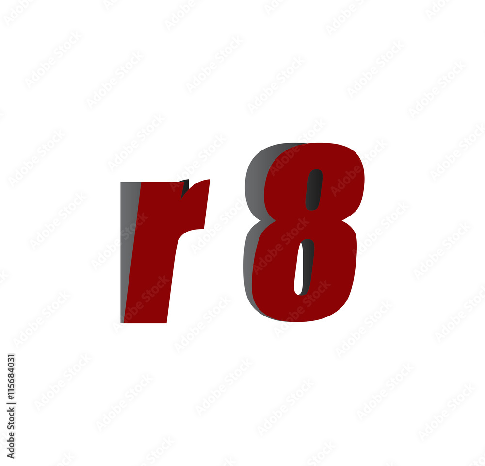r8 logo initial red and shadow Stock Vector | Adobe Stock