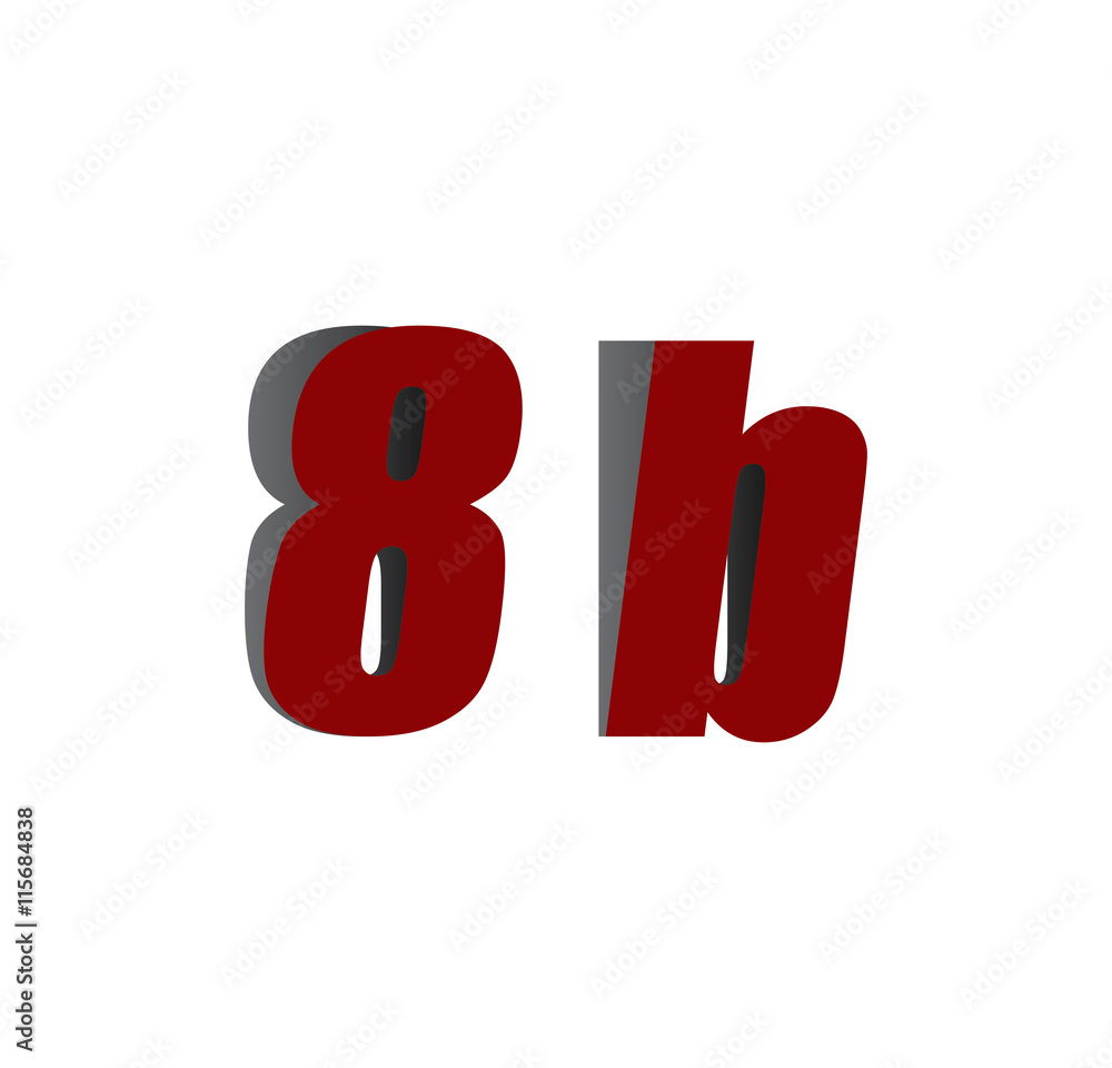 8b logo initial red and shadow Stock Vector | Adobe Stock