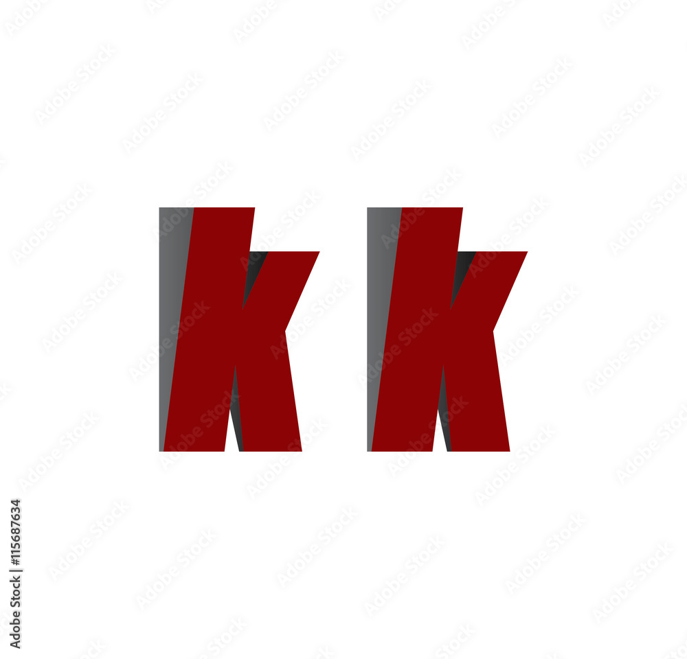 kk logo initial red and shadow Stock Vector | Adobe Stock