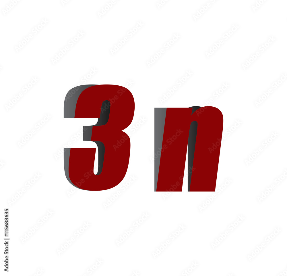 3n logo initial red and shadow Stock Vector | Adobe Stock