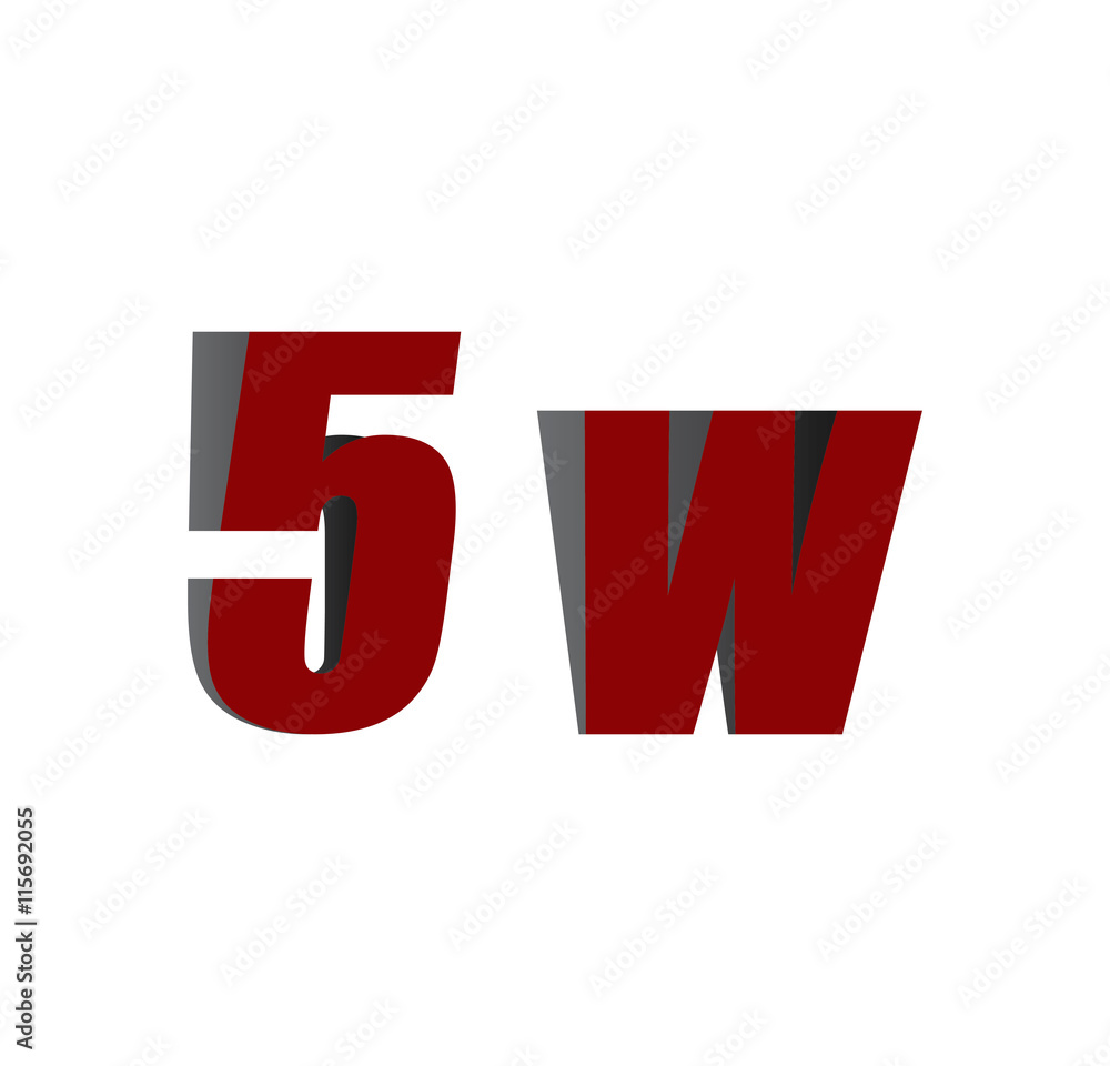 Vettoriale Stock 5w logo initial red and shadow | Adobe Stock