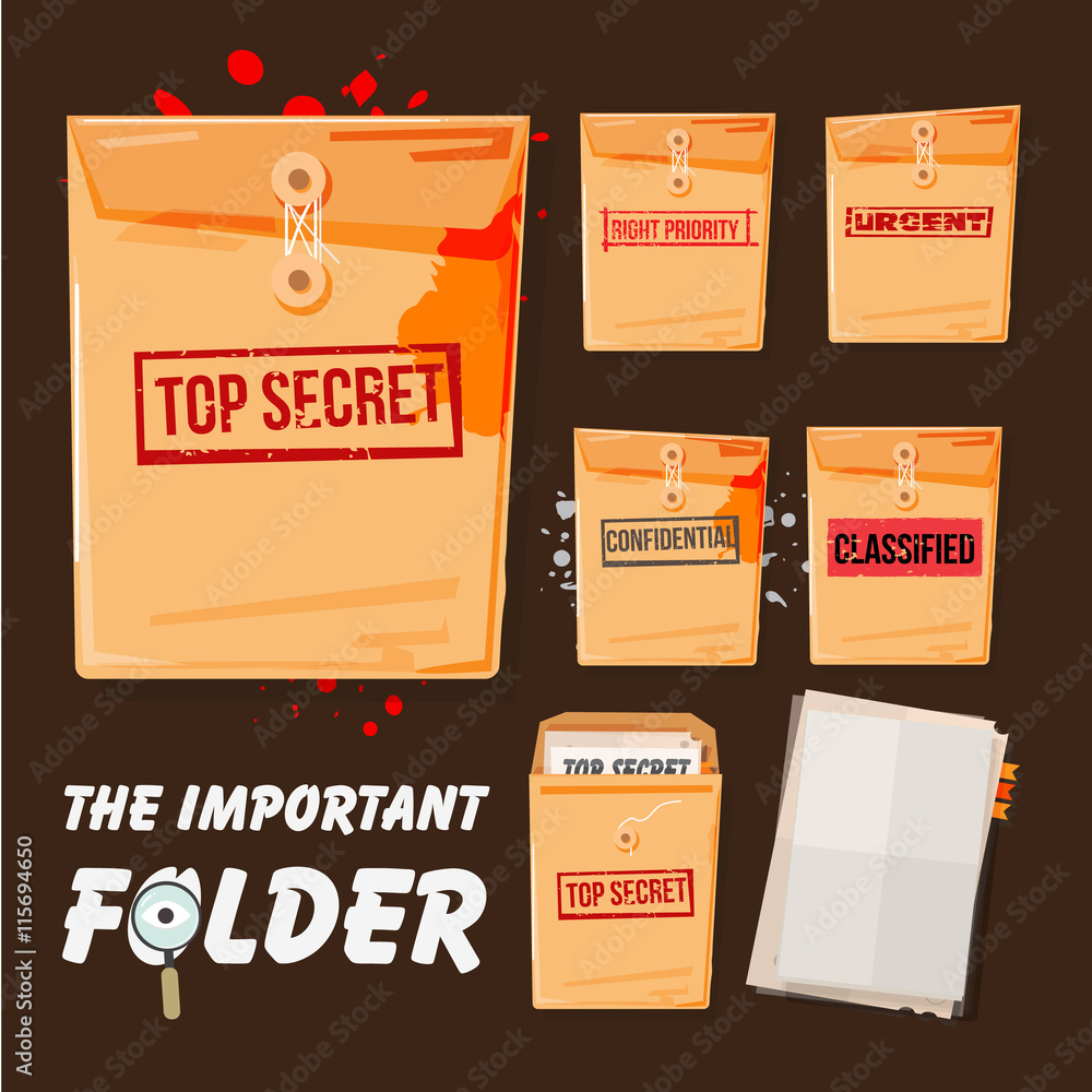 folders set with different stamp text come with blank document. Stock ...