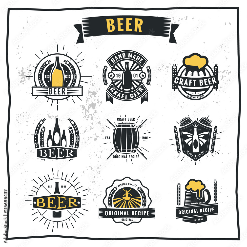Beer Label and Logos. Stock Vector | Adobe Stock