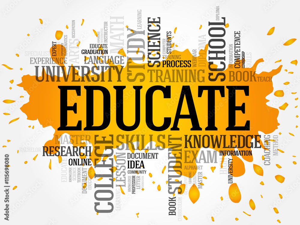 EDUCATE word cloud collage, education concept background Stock Vector ...