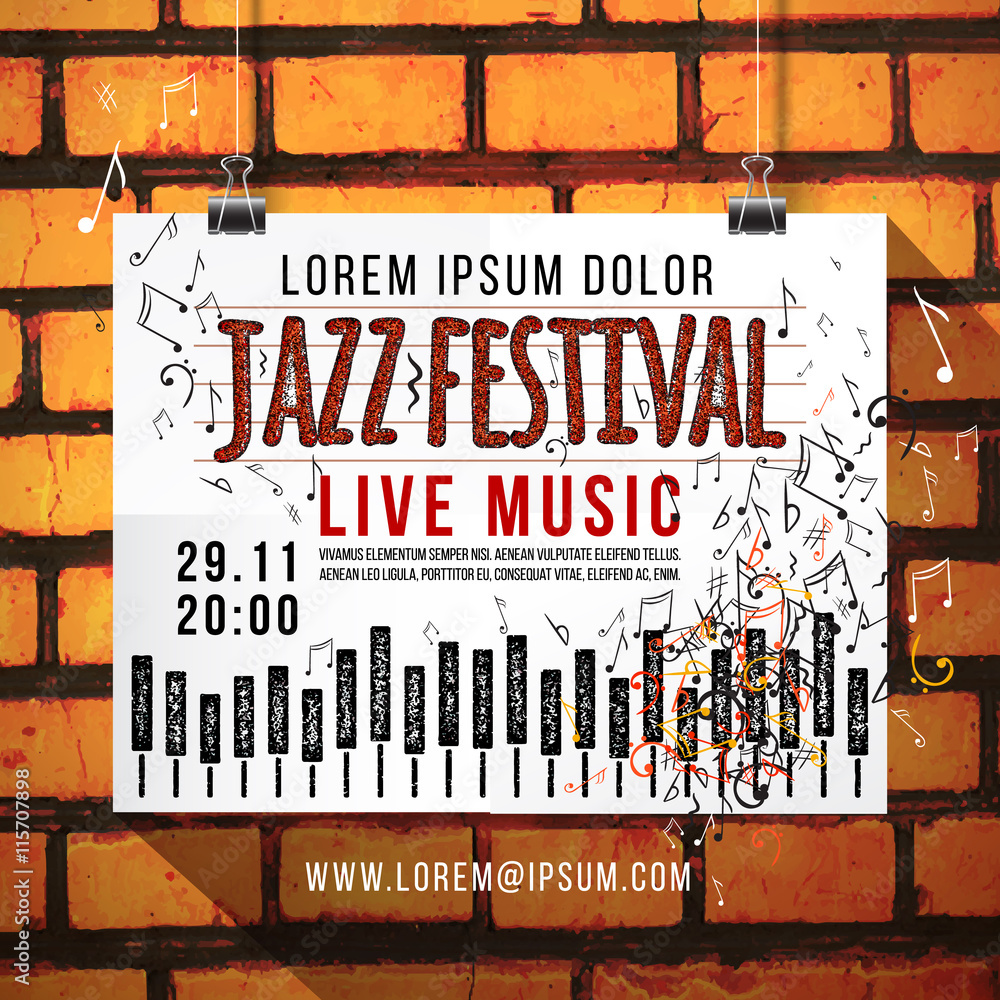 Vector design of Jazz music festival, poster background template ...
