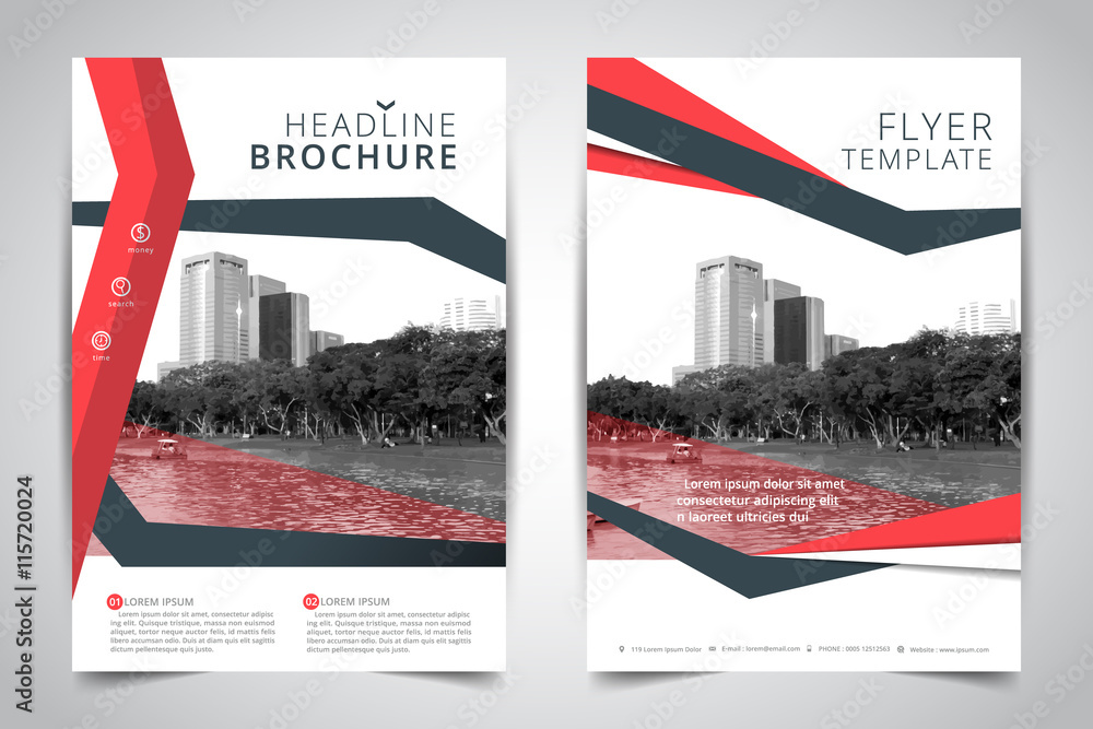 red annual report brochure flyer design vector, Leaflet cover ...