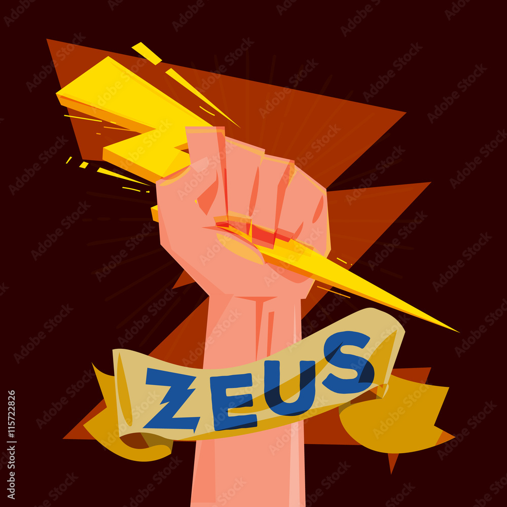 fist hand holding thunderbolt. zeus and power concept - vector ...