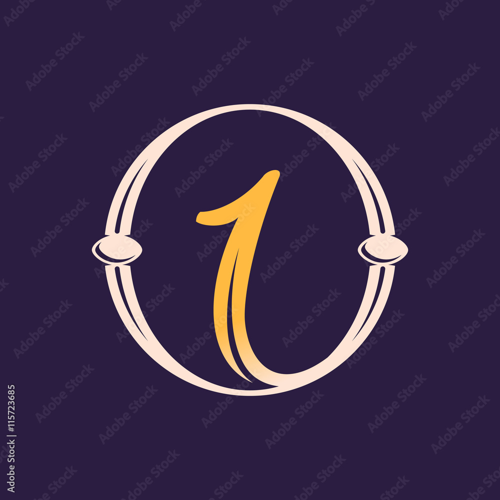 Number one logo in golden vintage circle. Stock Vector | Adobe Stock