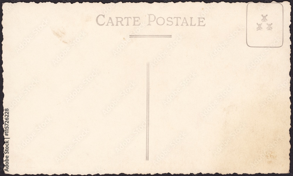 Reverse side of vintage postcards with perforation.Texture retro ...