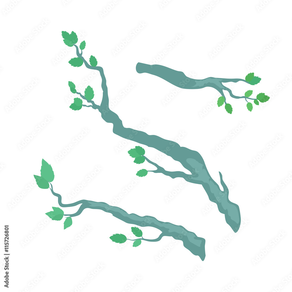 Tree Brunches Flat Design Vector Template Stock Vector | Adobe Stock