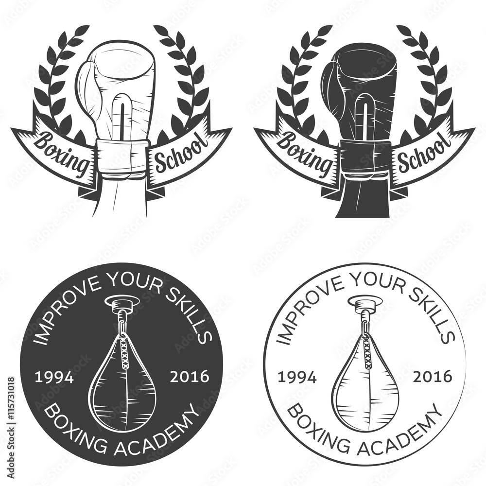 Boxing club/school logo badges and labels Stock Vector | Adobe Stock