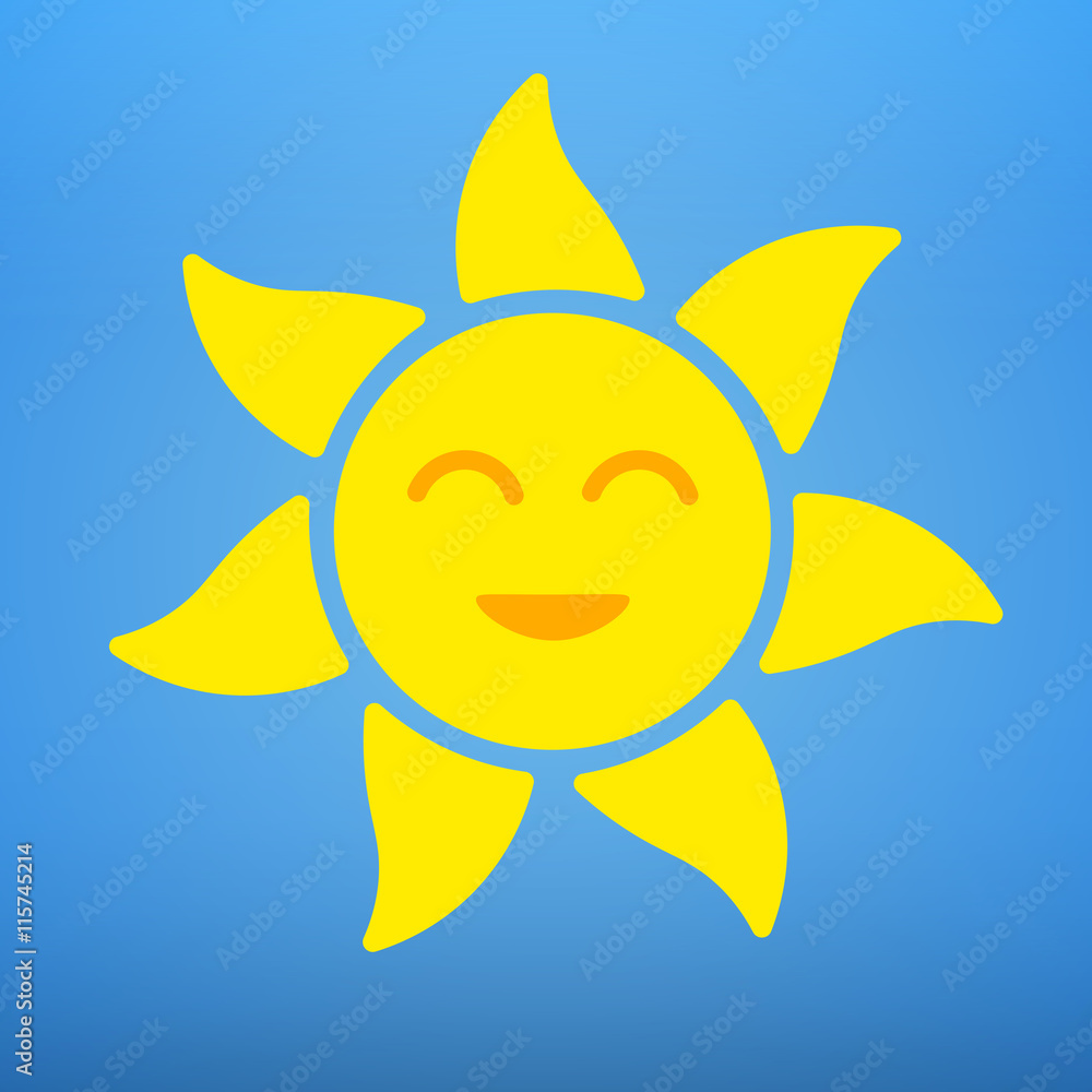 Smiling sun icon. Summer sun with a smile. Vector Graphics Flat smiling ...
