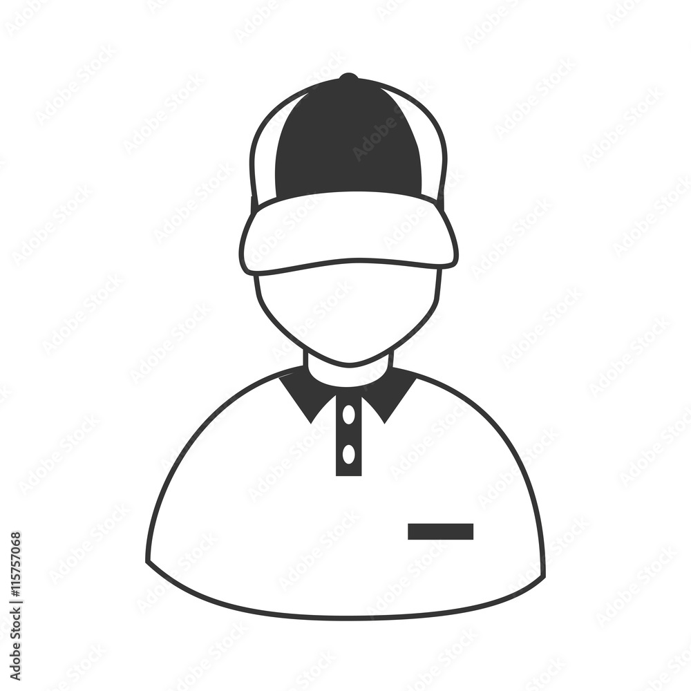 Courier profile in black and white colors, vector illustration graphic ...