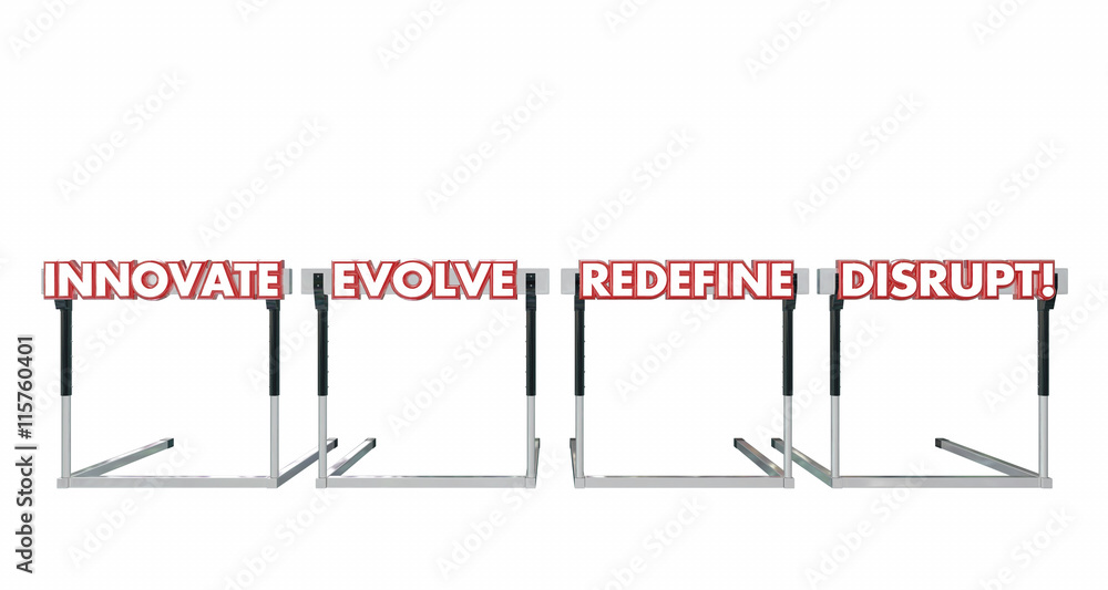 Disrupt Jumping Over Hurdles Challenge Innovate Evolve Redefine Stock ...