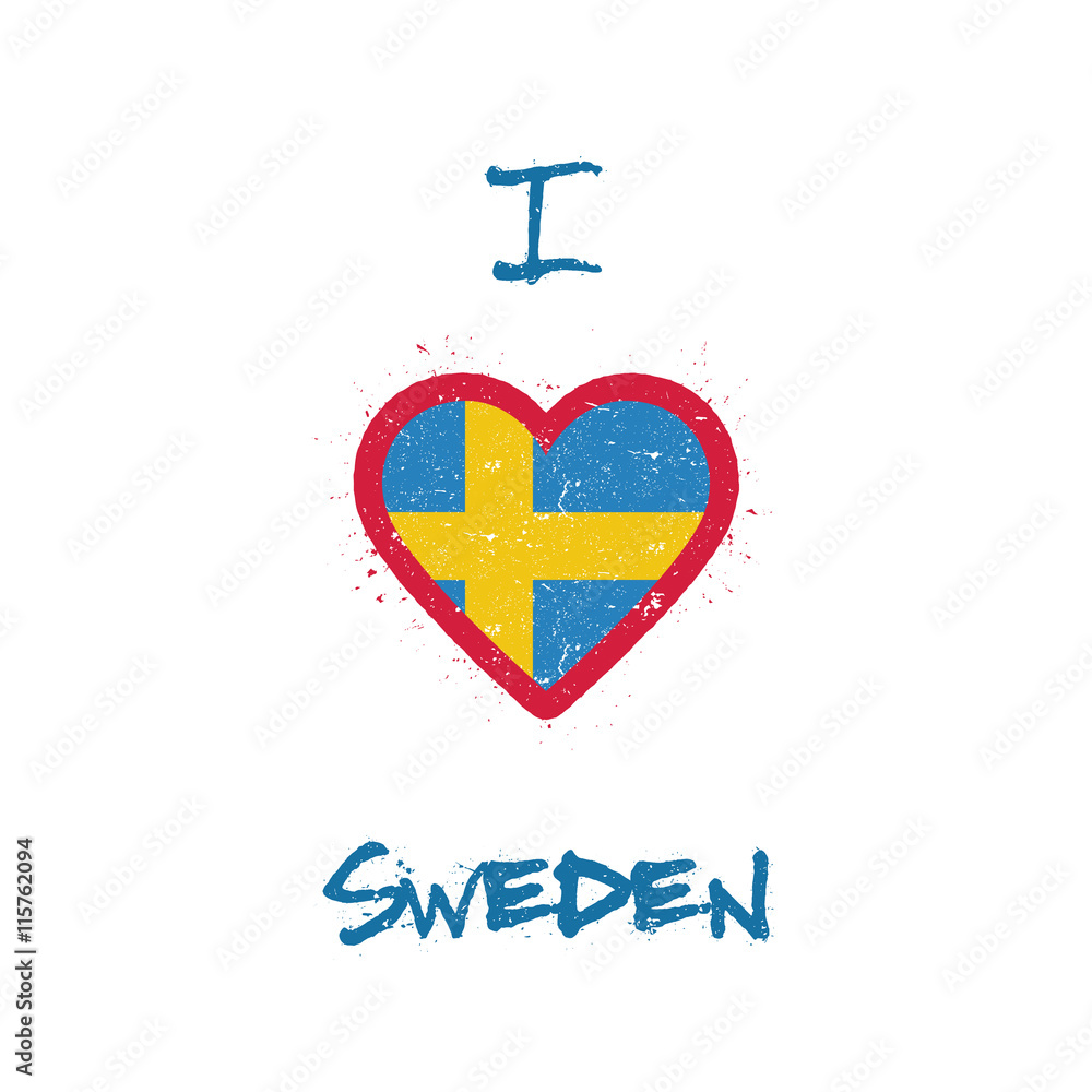 I love Sweden t-shirt design. Sweden flag in the shape of heart Stock ...