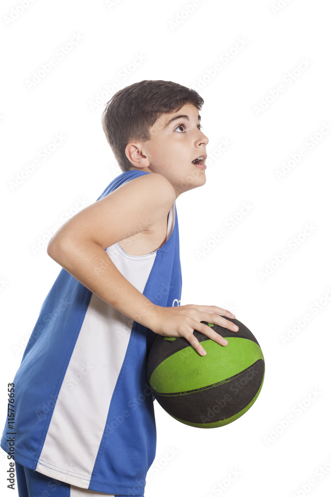 child holding a basketball isolated on white background Stock Photo ...