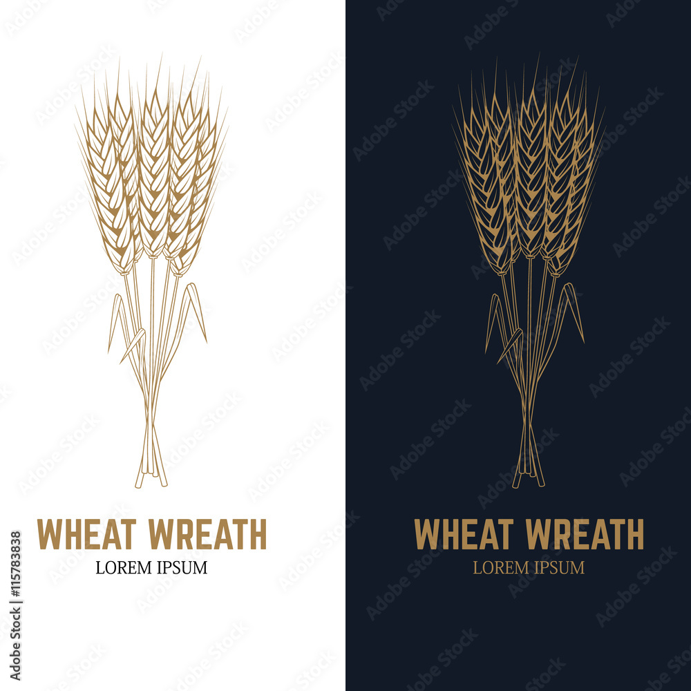 Wheat wreath label template. Stock Vector | Adobe Stock
