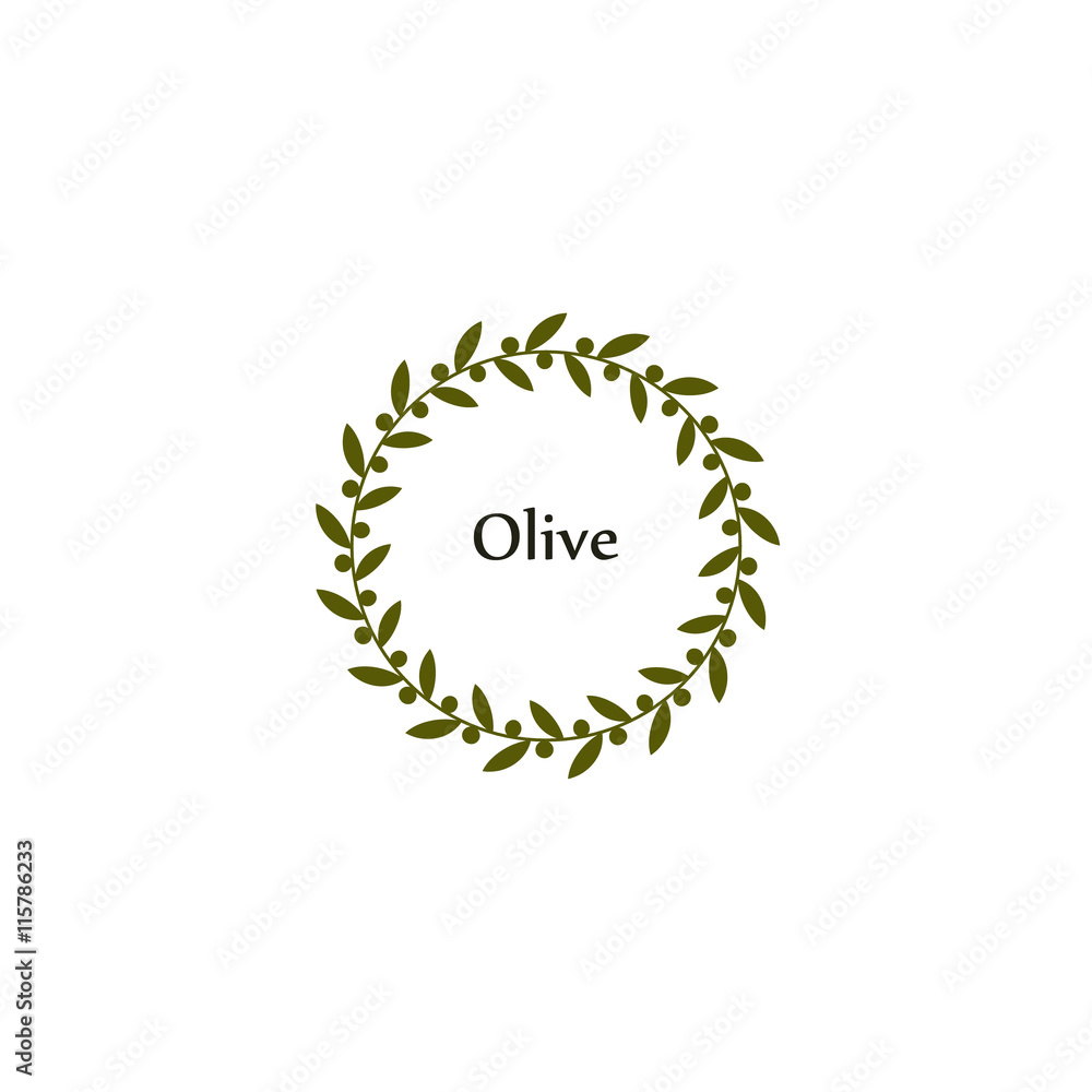 Isolated round green olive branch vector logo. Circlular shape. Olive ...