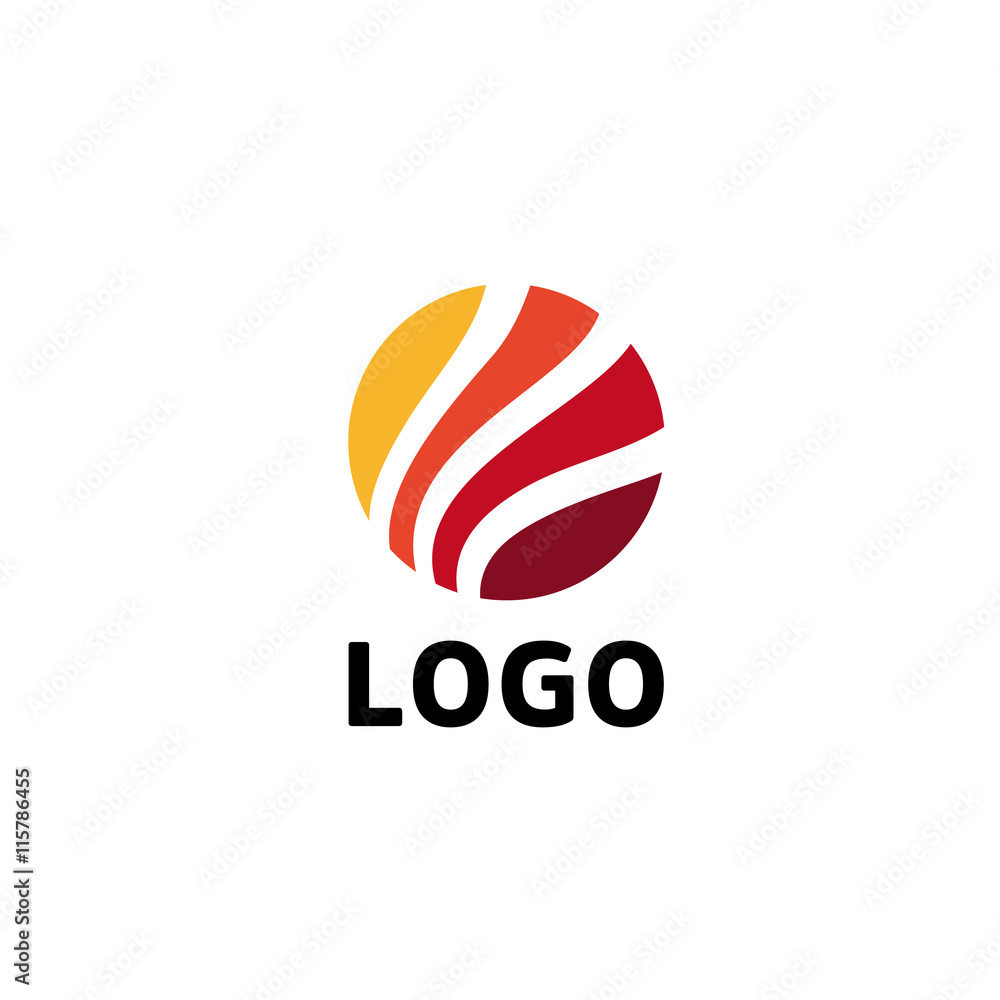 Circular multicolored vector logo template. Unusual circle. Red ...