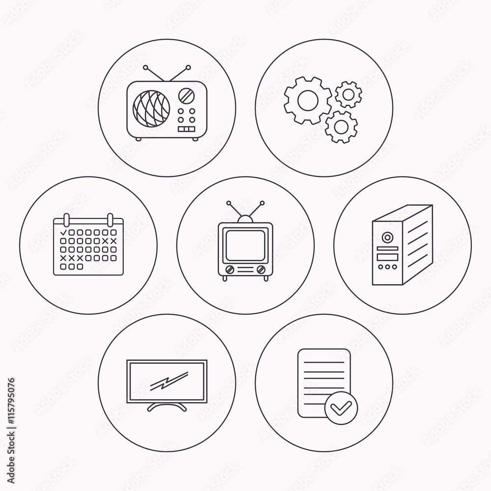 Retro TV, radio and PC case icons. vector de Stock | Adobe Stock