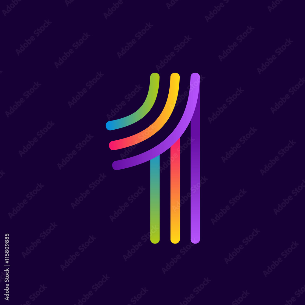 Number one logo with neon lines. Stock Vector | Adobe Stock
