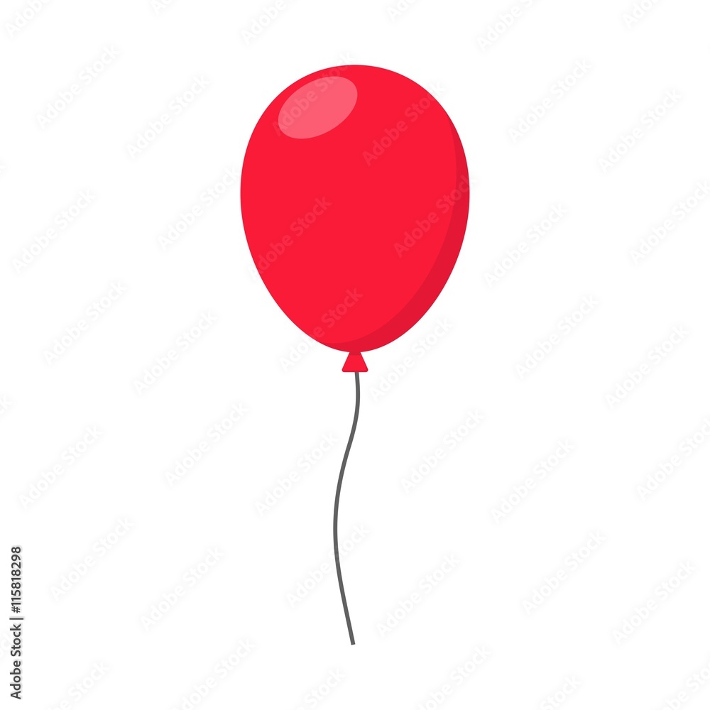 Red Balloon in flat style carnival happy surprise helium string. Air ...
