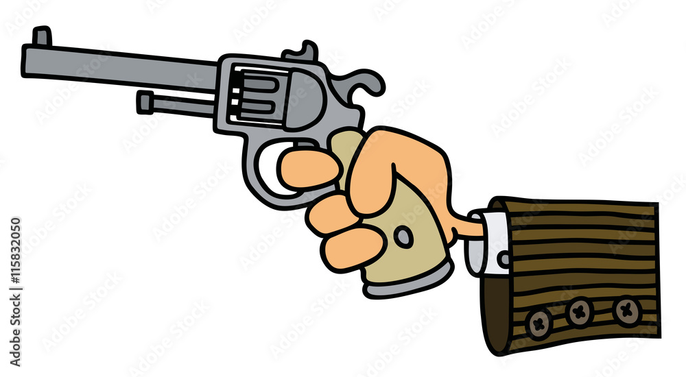 Funny gun in a hand / Hand drawing, vector illustration Stock Vector ...