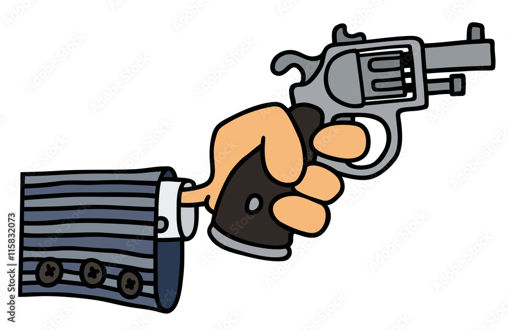 Funny gun in a hand / Hand drawing, vector illustration Stock 벡터 ...