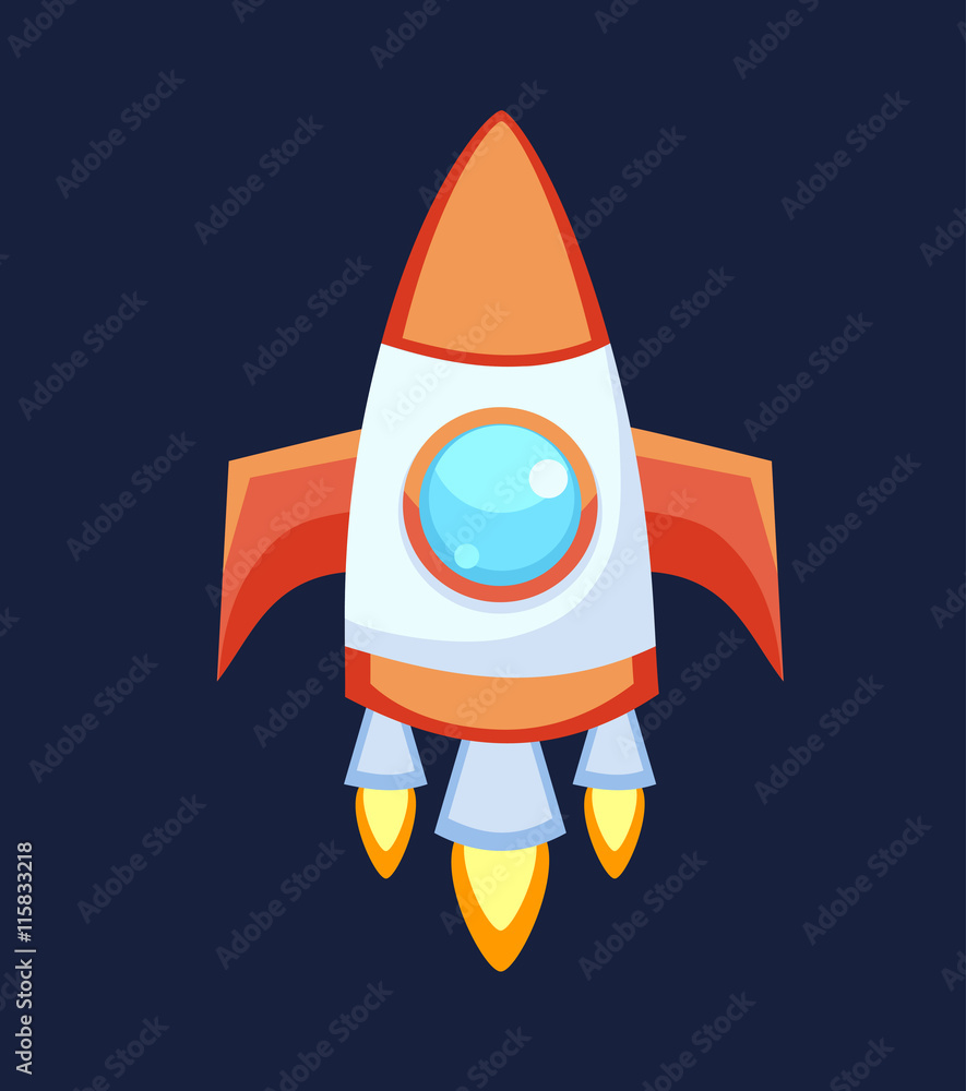 Vetor de Rocket set vector and technology space ship rocket cartoon icons. Science future travel ...